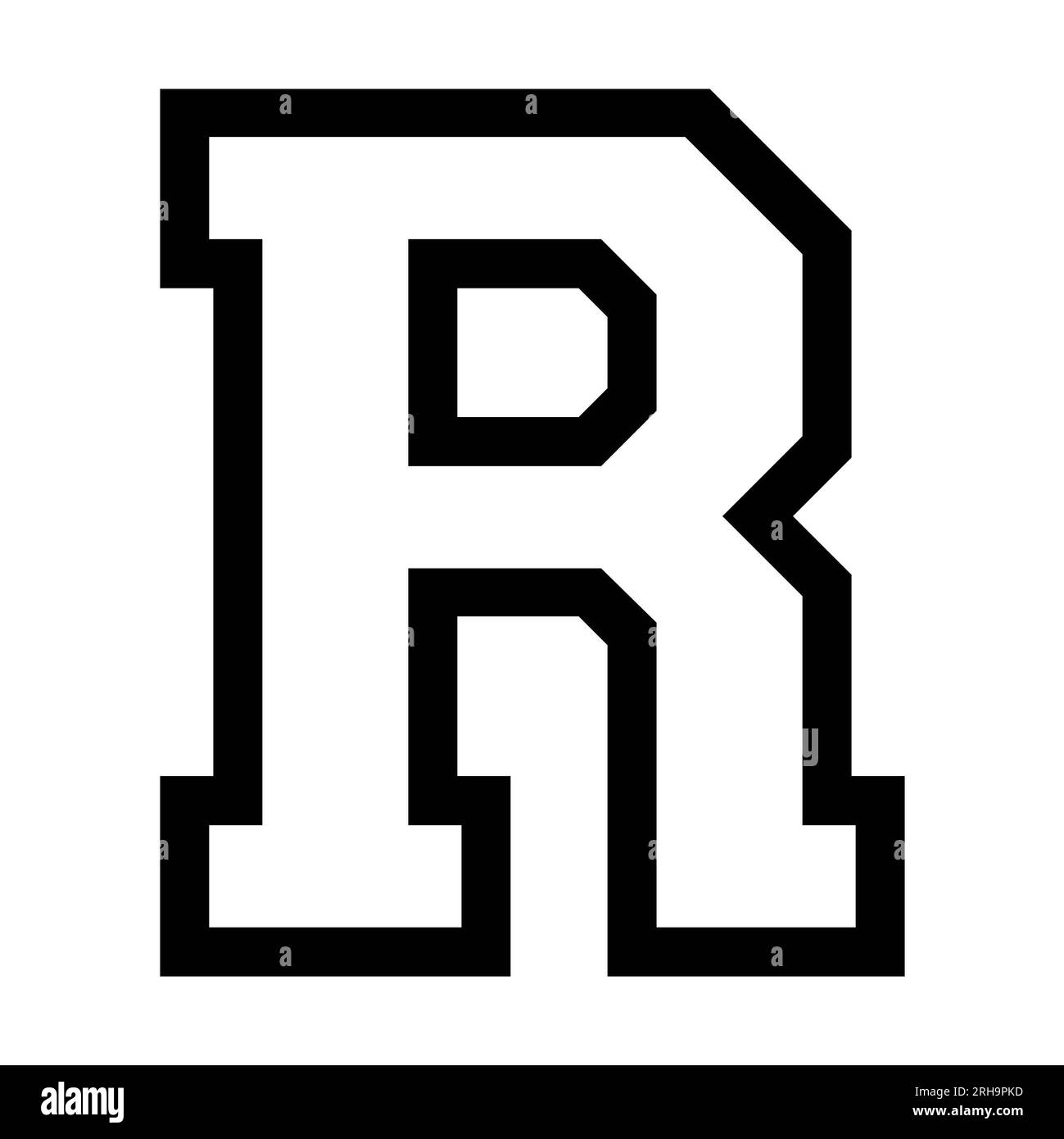 R letter sports college jersey font on white background. Isolated ...