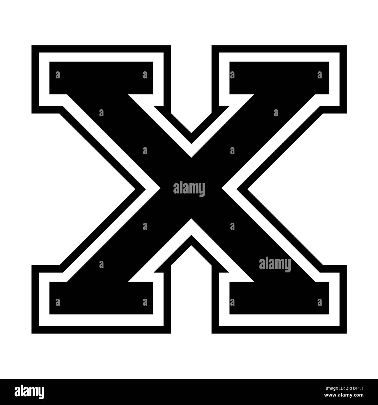 X letter college sports jersey font on white background. Isolated ...