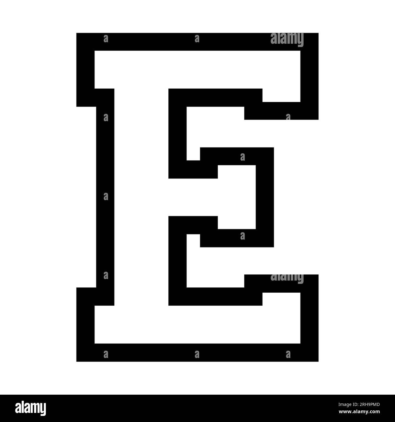 E letter sports college jersey font on white background. Isolated ...