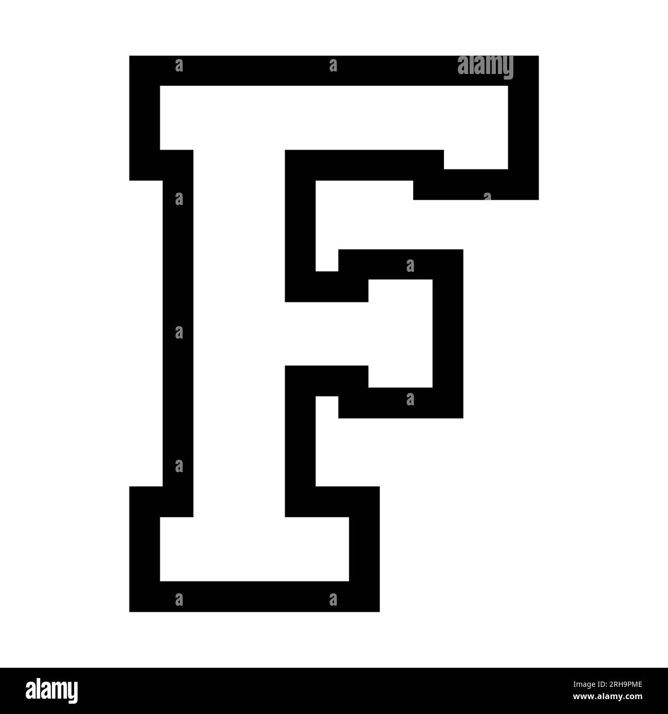 F letter sports college jersey font on white background. Isolated ...