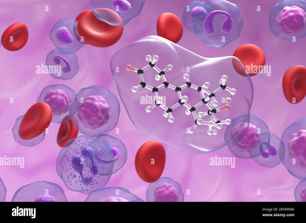 Tetrahydrogestrinone (THG) structure in the blood flow ball and stick ...