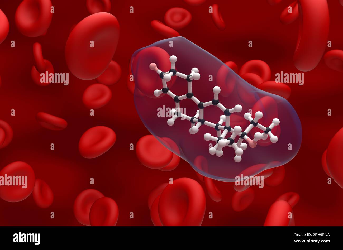 Tetrahydrogestrinone (THG) structure in the blood flow ball and stick ...