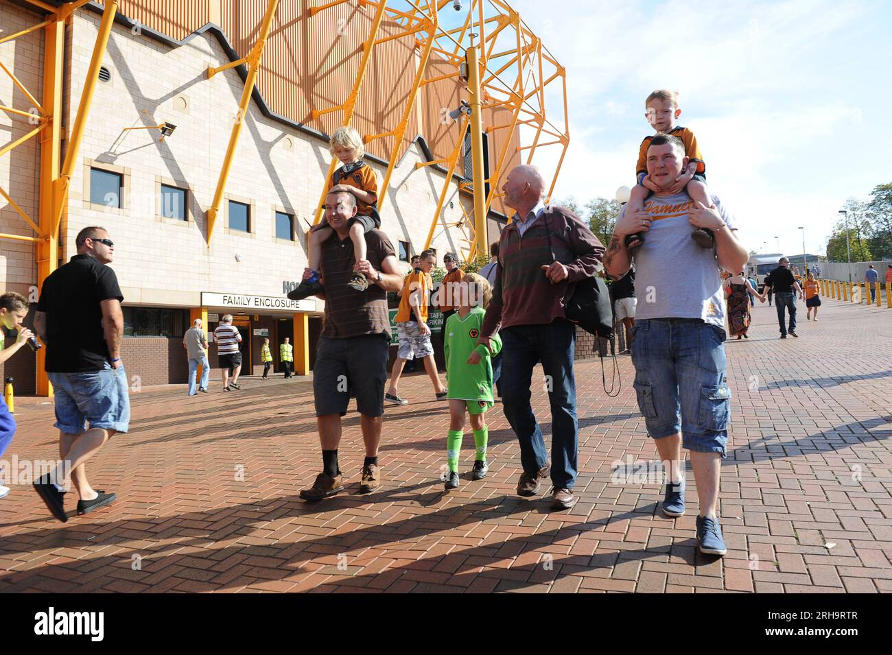Football fans arriving at Molineux stadium home Wolverhampton Wanderers ...