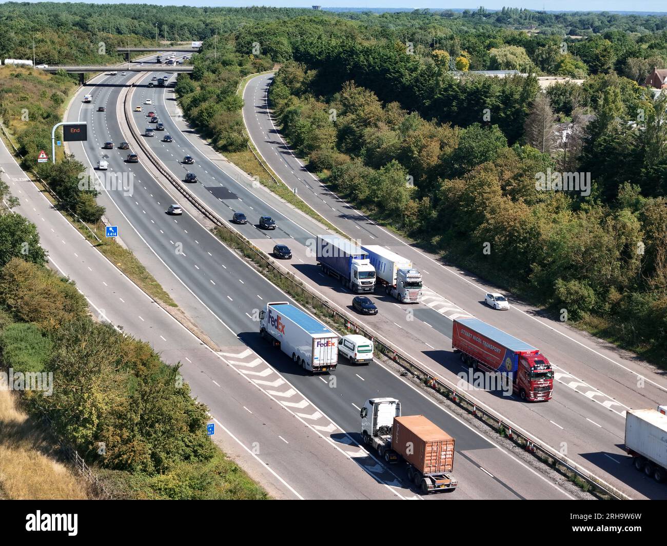 M11 motorway junction aerial drone Essex UK Stock Photo - Alamy