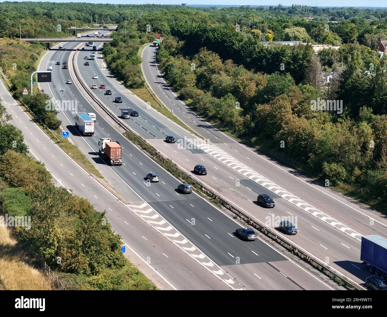 M11 motorway junction aerial drone Essex UK Stock Photo - Alamy