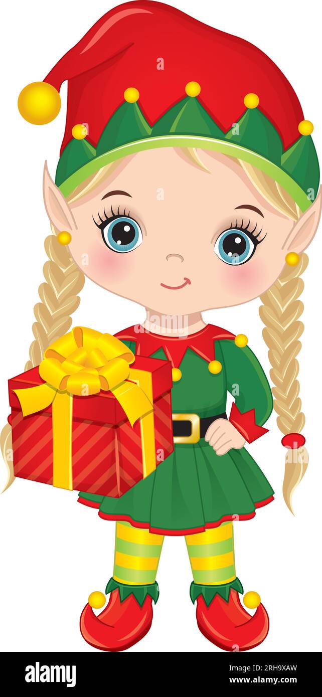Vector Cartoon image of Cute Little Elf Girl Stock Vector Image & Art ...