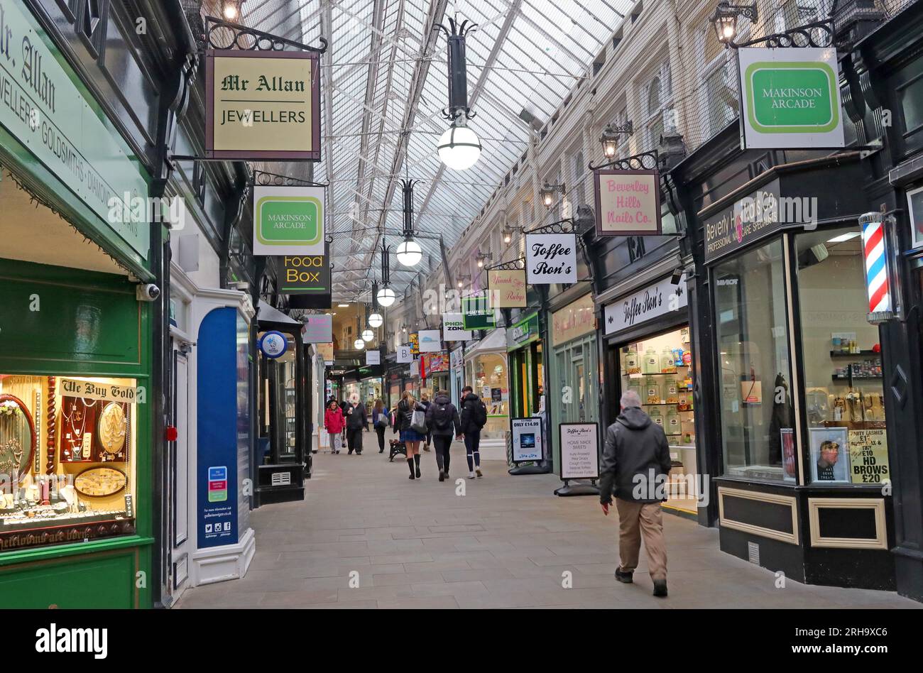 The Makinson Victorian shopping retail Arcade, in the centre of Wigan ...