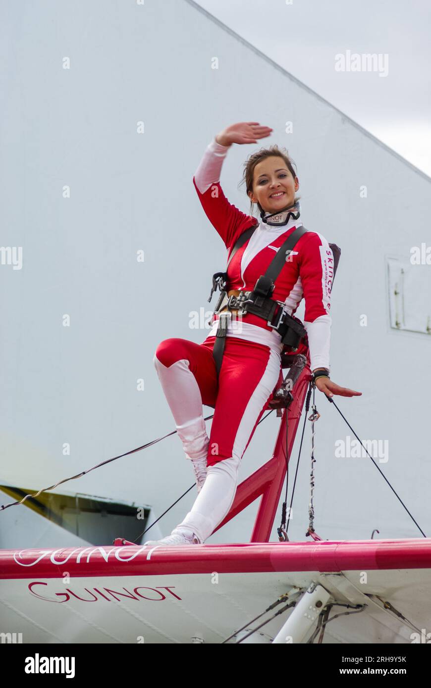 Wing walker Danielle del Buono (nee Danielle Hughes) on the top wing of ...