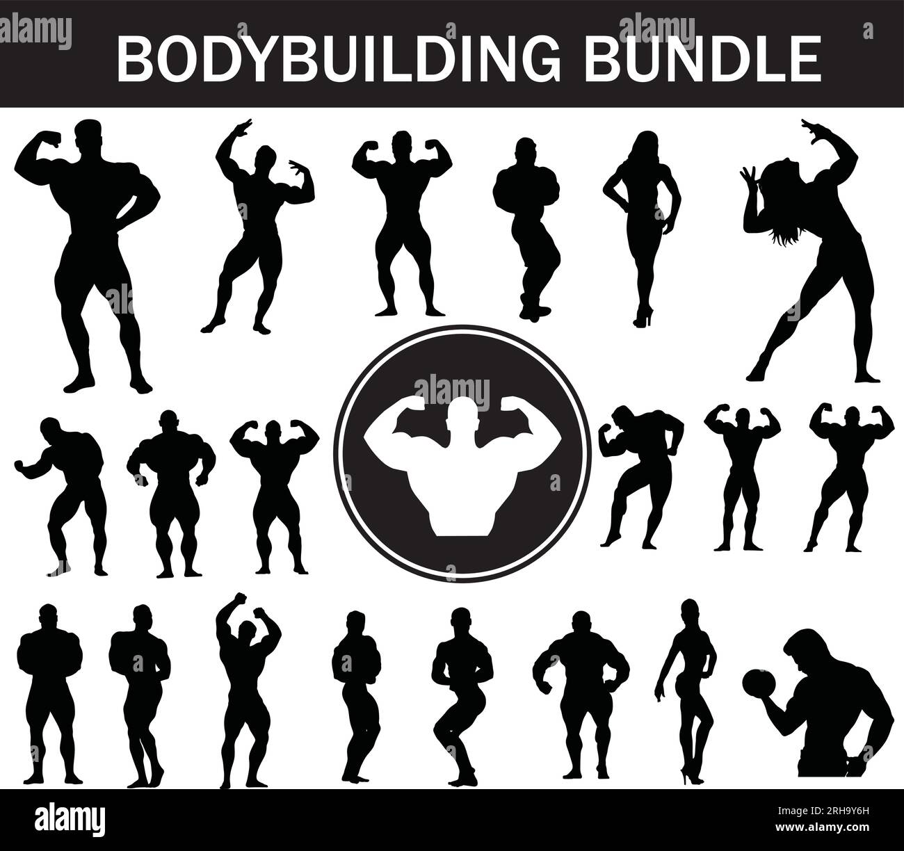 Bodybuilding Silhouette Bundle | Collection of Bodybuilding Players ...