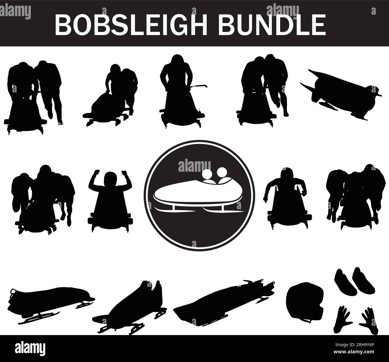 Bobsleigh Silhouette Bundle | Collection of Bobsleigh Players with Logo ...