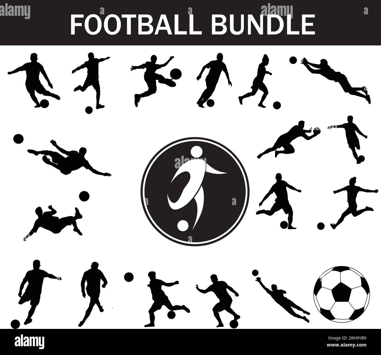 Football Silhouette Bundle | Collection of Football Players with Logo ...