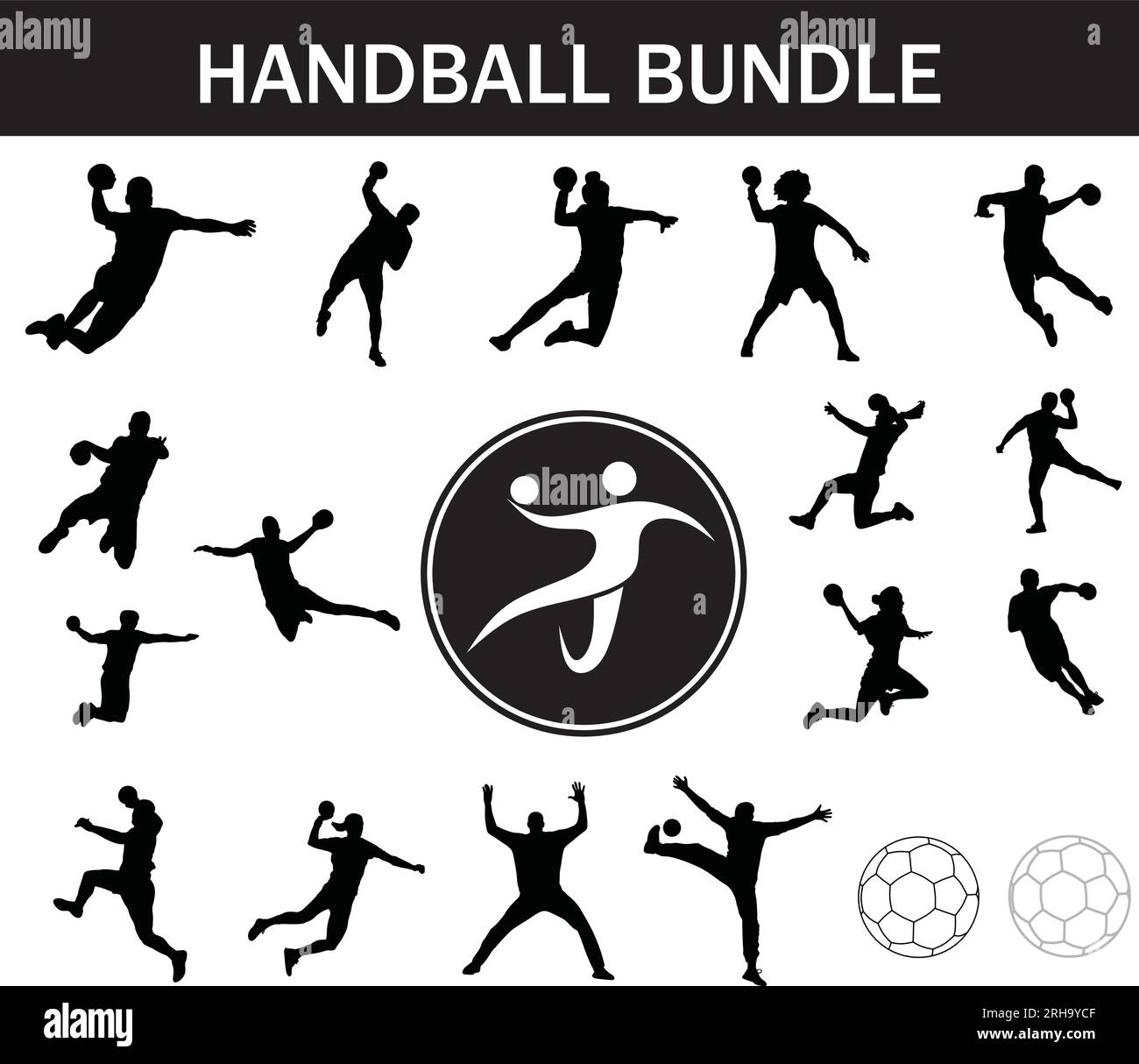 Handball Silhouette Bundle | Collection of Handball Players with Logo ...