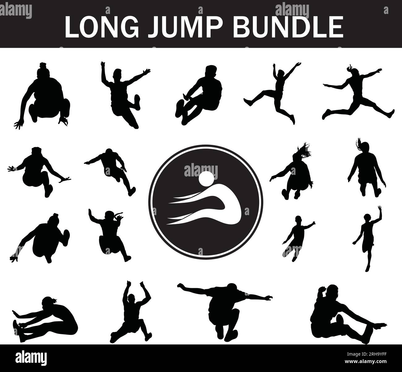 Long Jump Silhouette Bundle | Collection of Long Jump Players with Logo ...