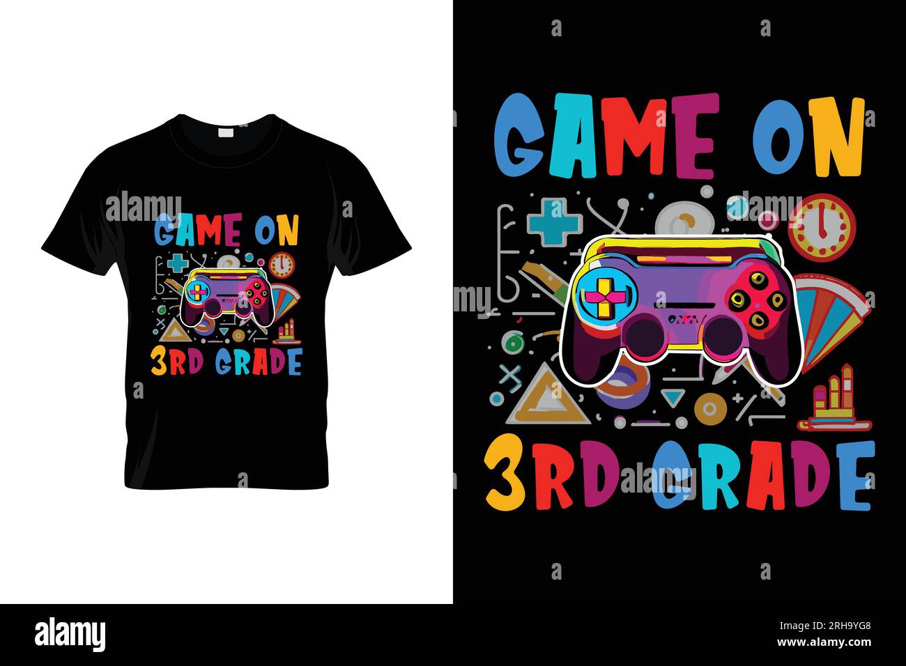 Game on 3rd Grade Gaming Console Back to school coloring t-shirt design ...