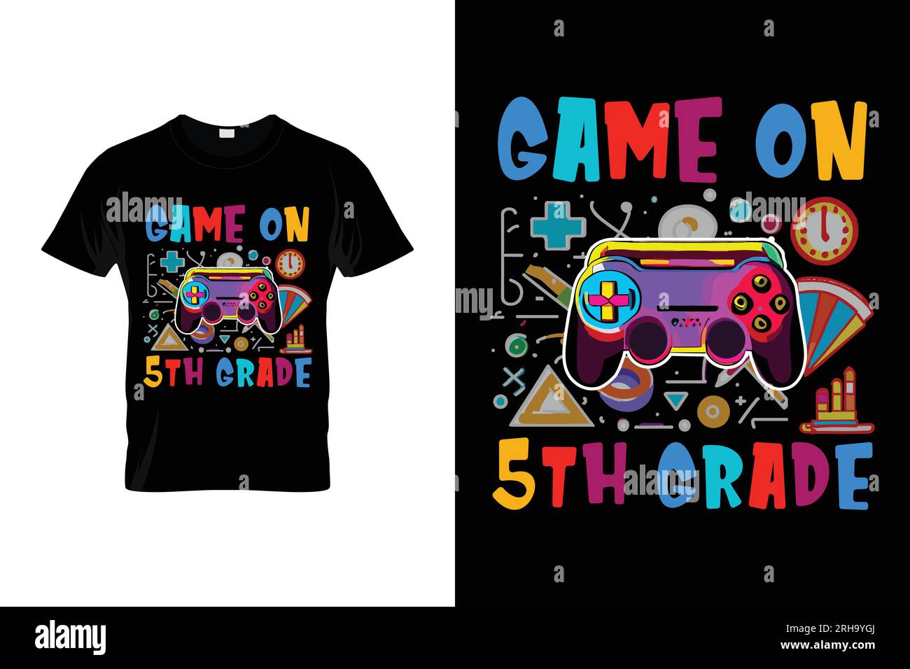 Game on 5th Grade Gaming Console Back to school coloring t-shirt design ...