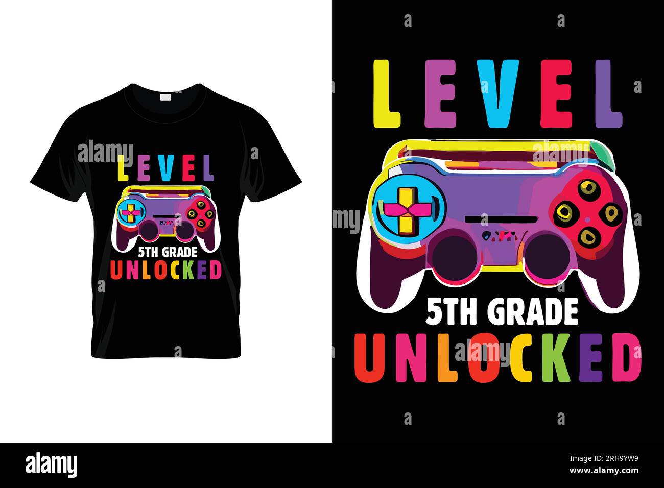 Level 5th Grade Unlocked Gaming Console Back to school t shirt Stock ...