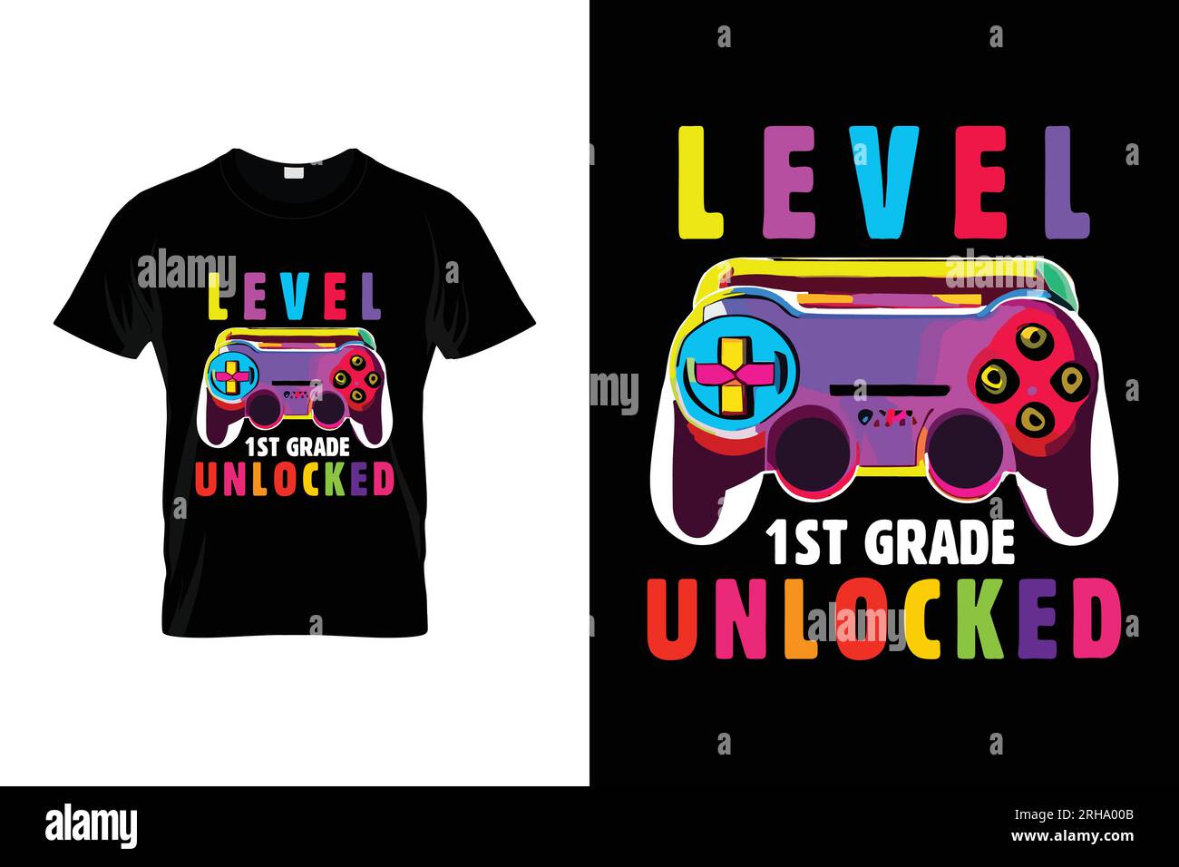 Level 1st Grade Unlocked Gaming Console Back to school t shirt Stock ...