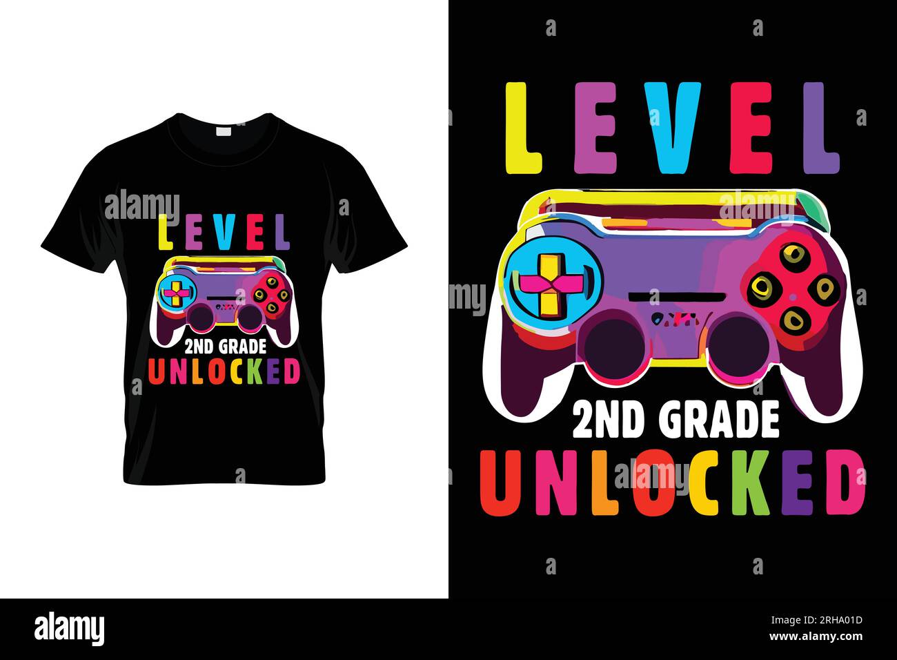 Level 2nd Grade Unlocked Gaming Console Back to school t shirt Stock ...