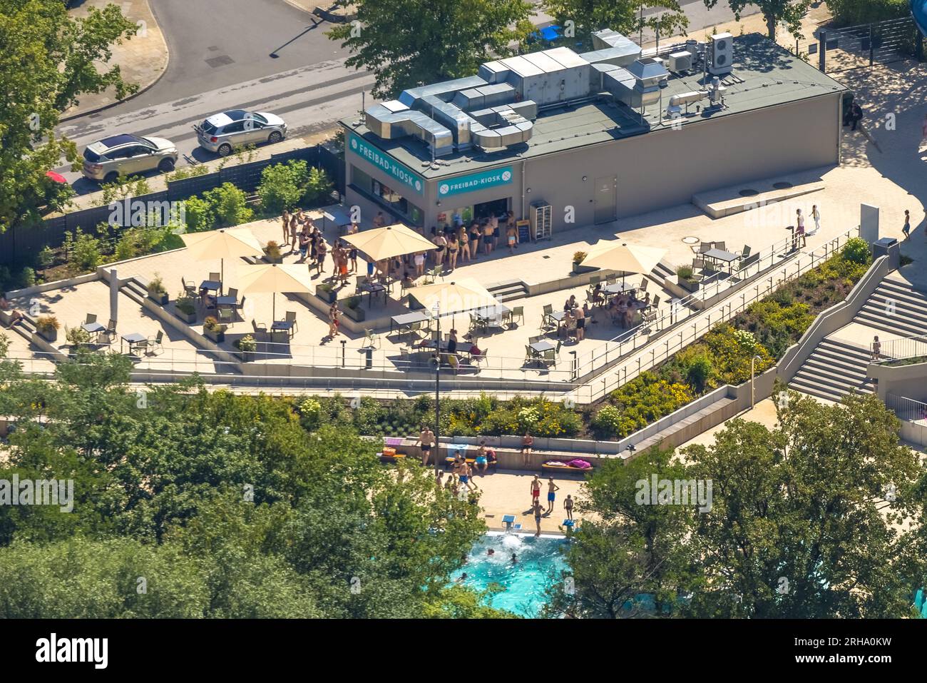 Aerial view, outdoor swimming pool Schwimm in, Klostermark, Gevelsberg ...