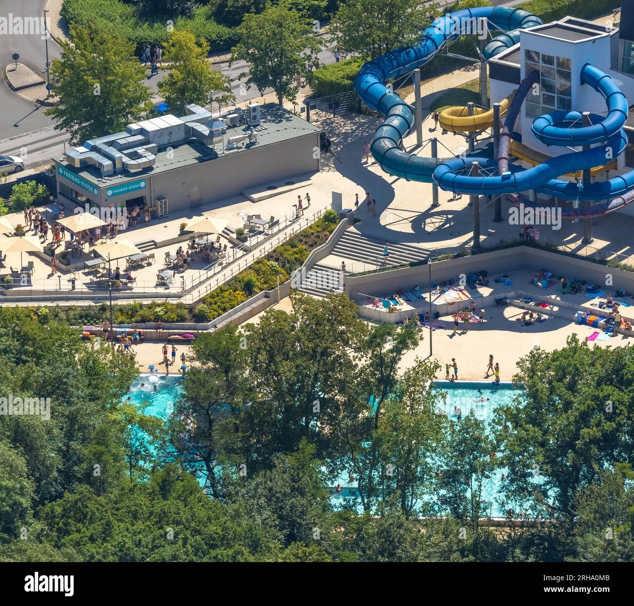 Aerial view, outdoor pool swimming in, water slide, Klostermark ...