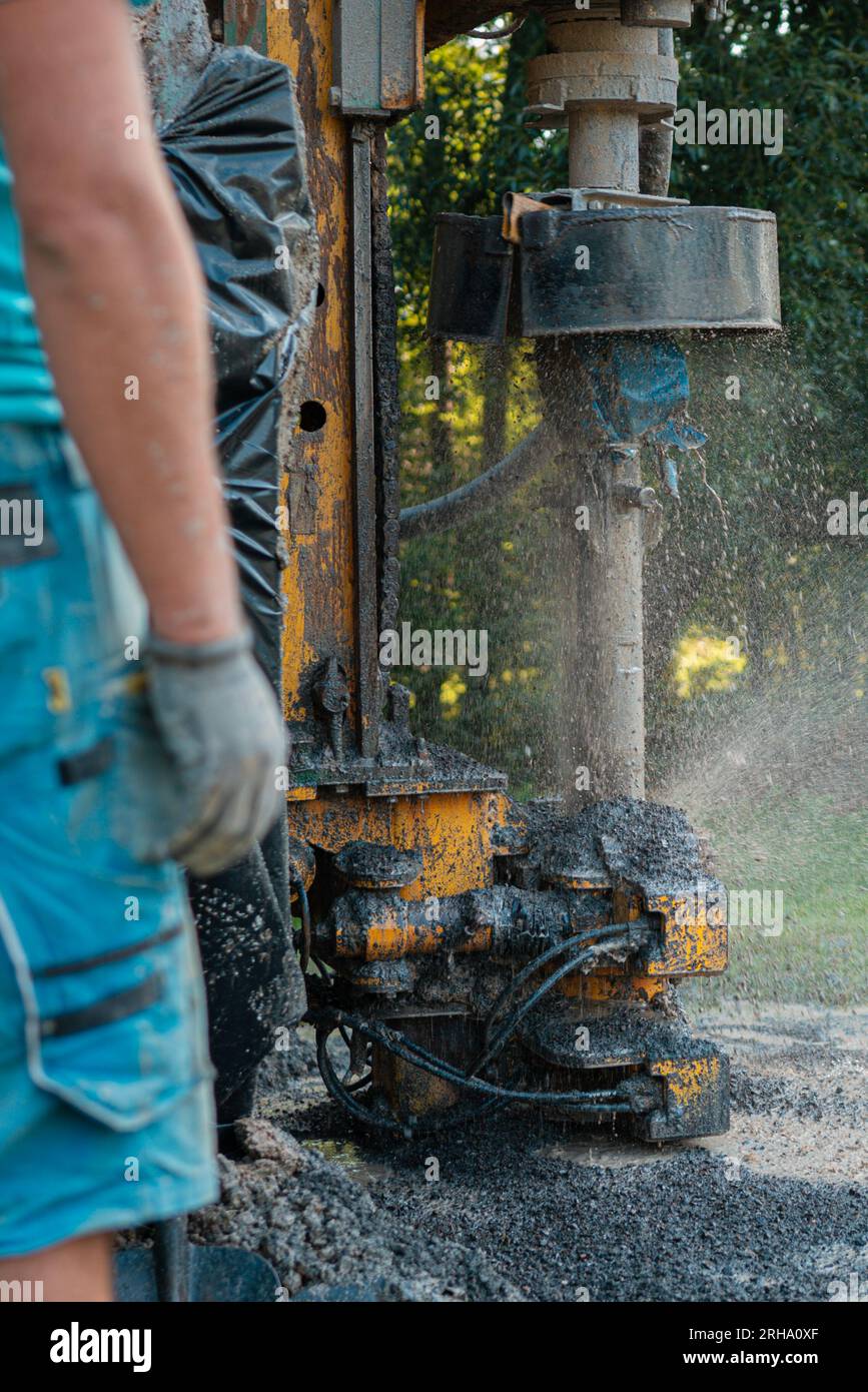 Close up of well drilling rig boring dowin into the earth Stock Photo ...