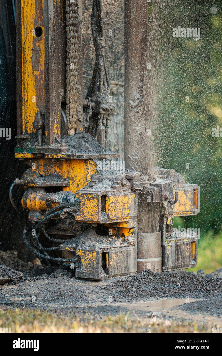 Close up of well drilling rig boring dowin into the earth Stock Photo ...