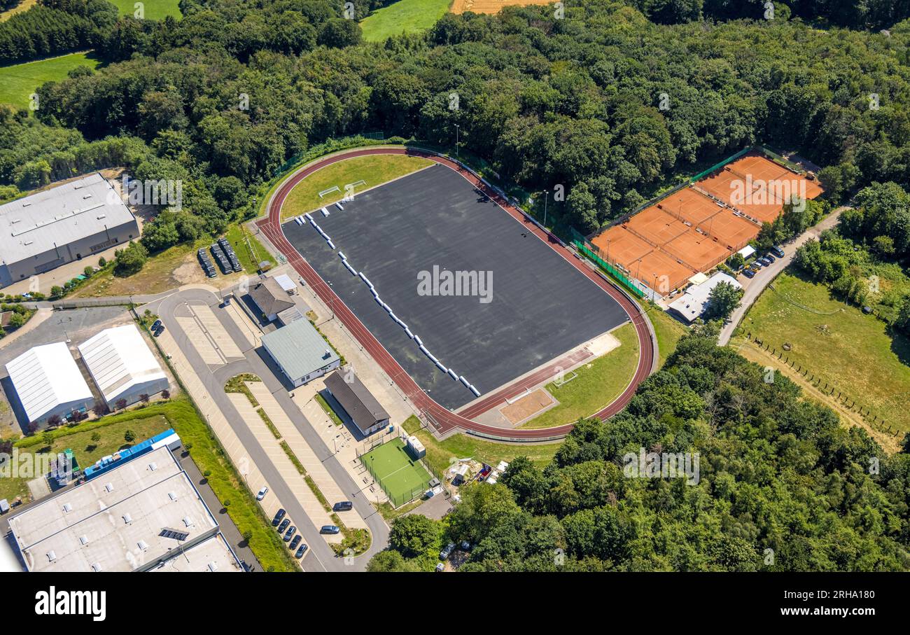Aerial view, Waldstadion renovation, Silschede, Gevelsberg, Ruhr area ...