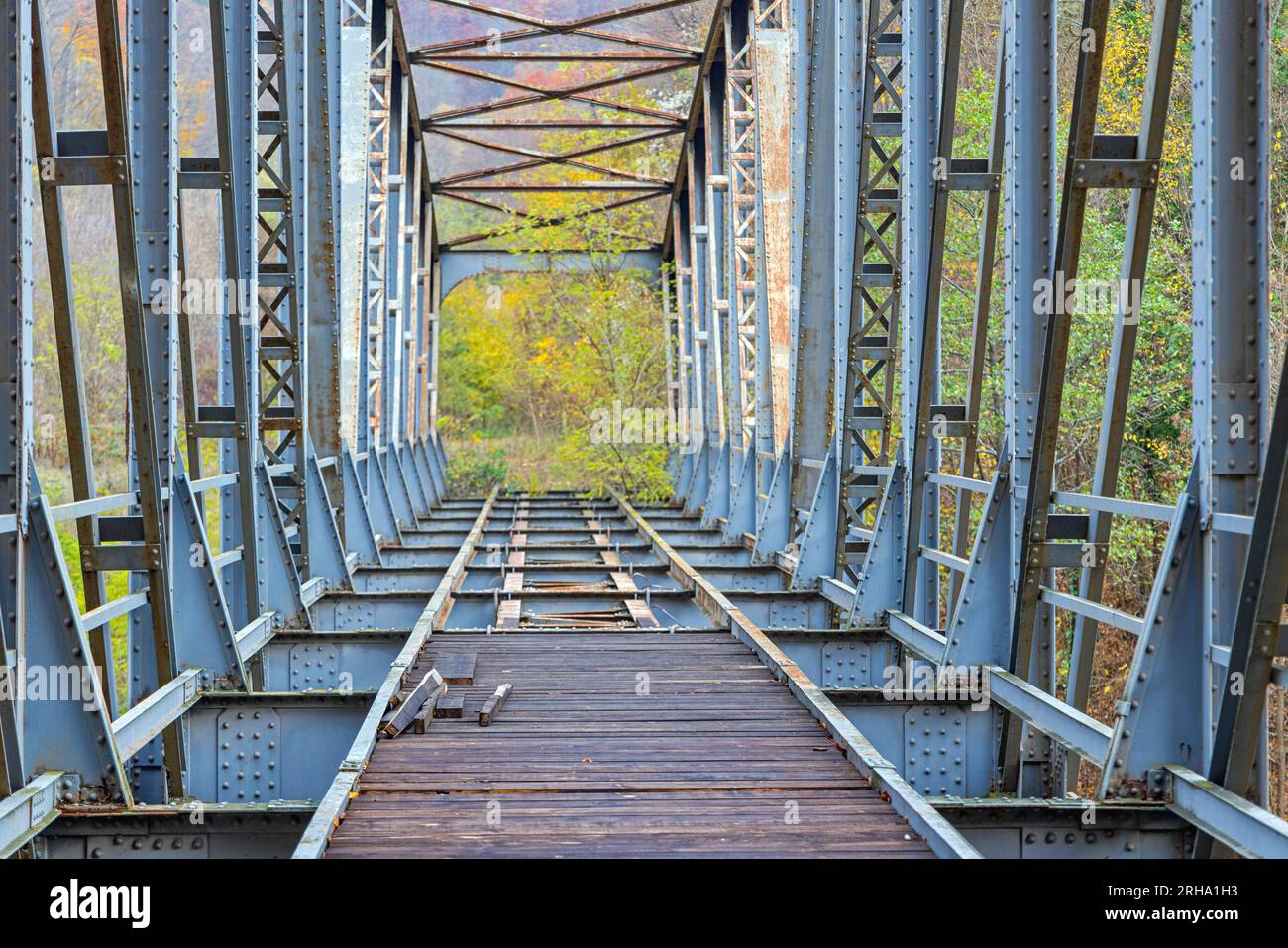 Old Blue Steel Beams Bridge Abandoned Railroad in Serbia Stock Photo ...