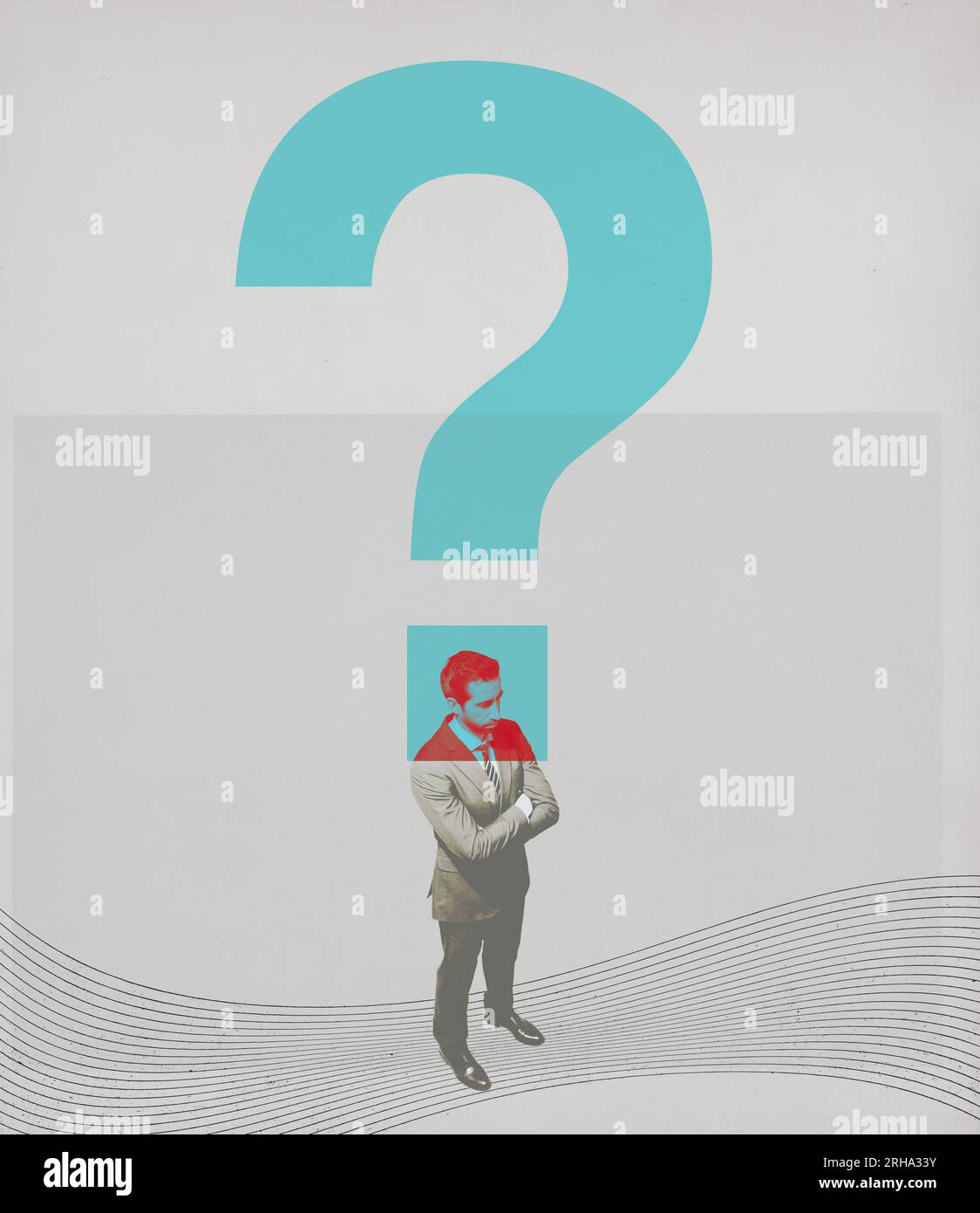 Confused business executive thinking and big question mark, business ...