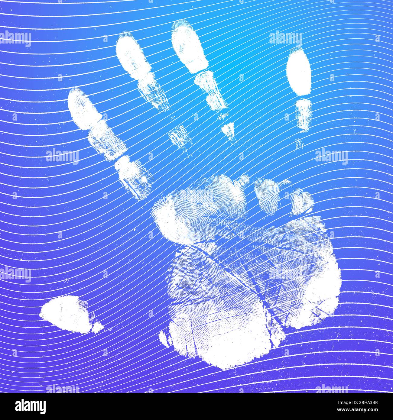 White hand print on colorful vintage wavy background Stock Photo - Alamy