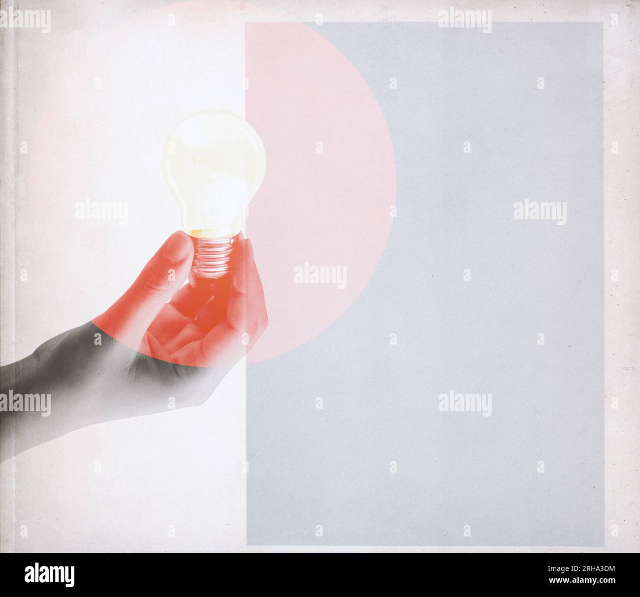 Hand holding a bright light bulb, ideas and creativity concept, vintage ...