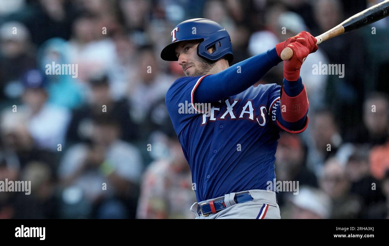 Texas Rangers' Mitch Garver against the San Francisco Giants during the ...
