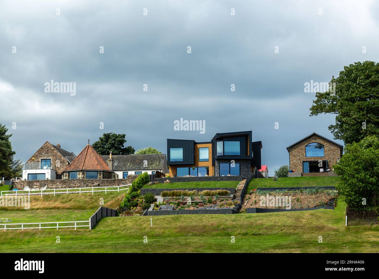 Contemporary architecture next to tradition house in Fife, Scotland ...
