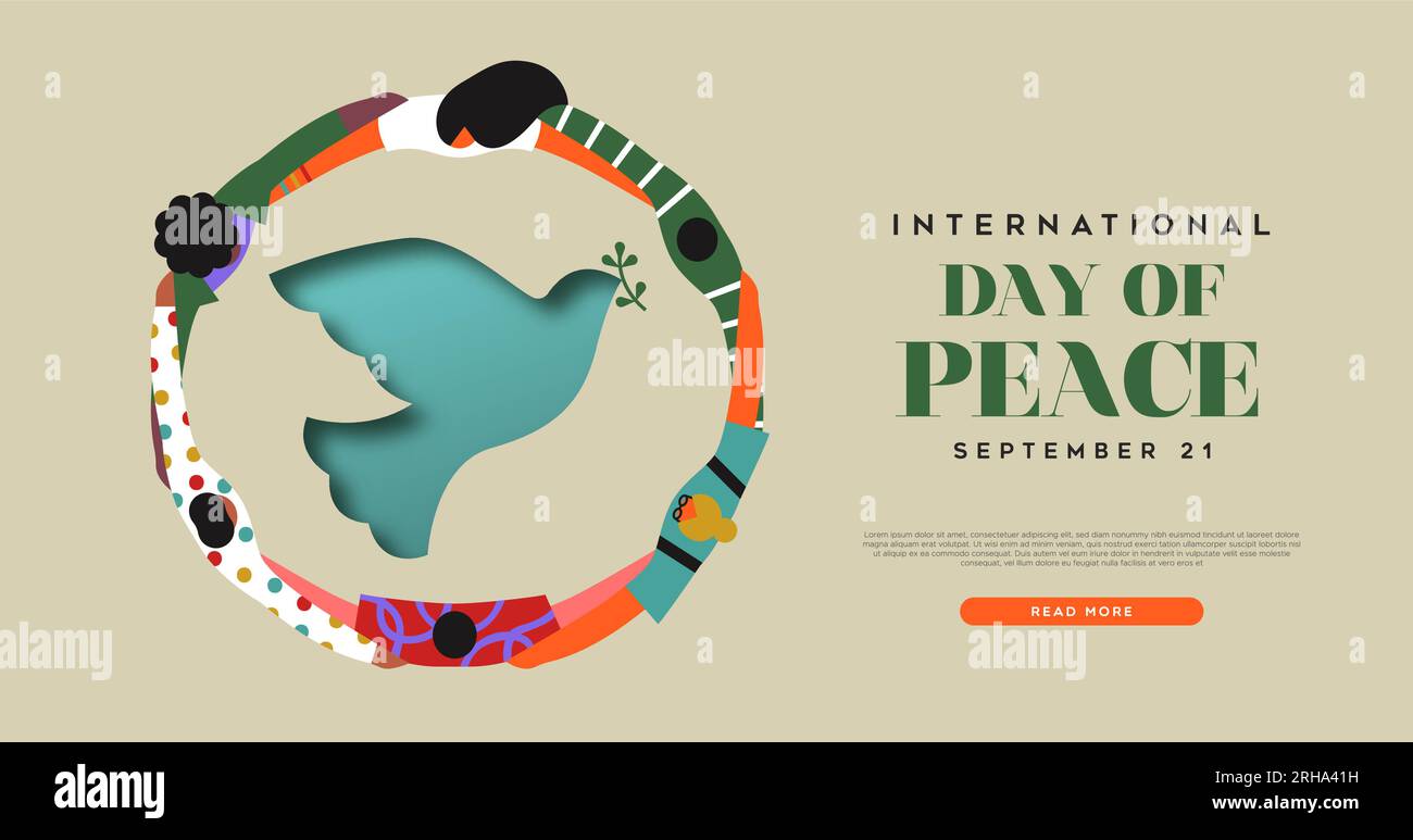 International day of peace vector banner illustration. Circle of people ...