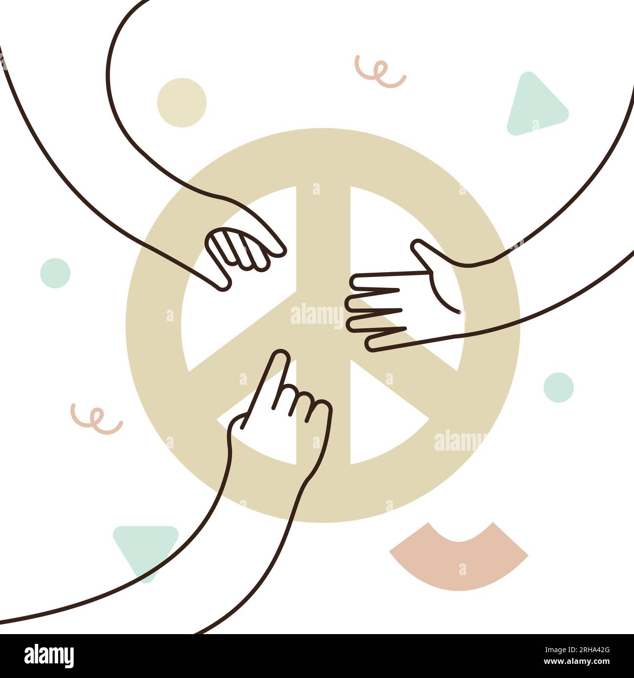 Group of people hands create together the peace symbol vector ...