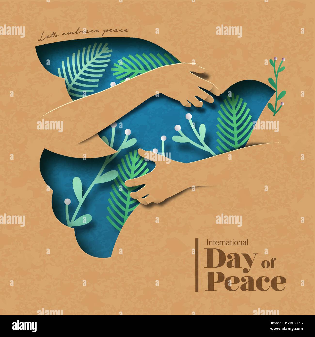 International day of peace paper cut vector card illustration of human ...