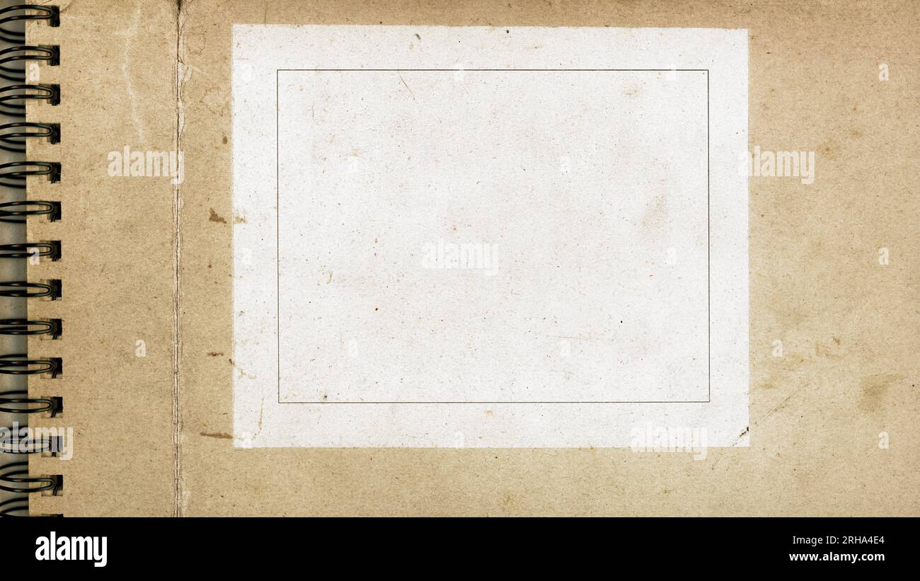 Retro notebook cover with textured paper and white label, vintage ...