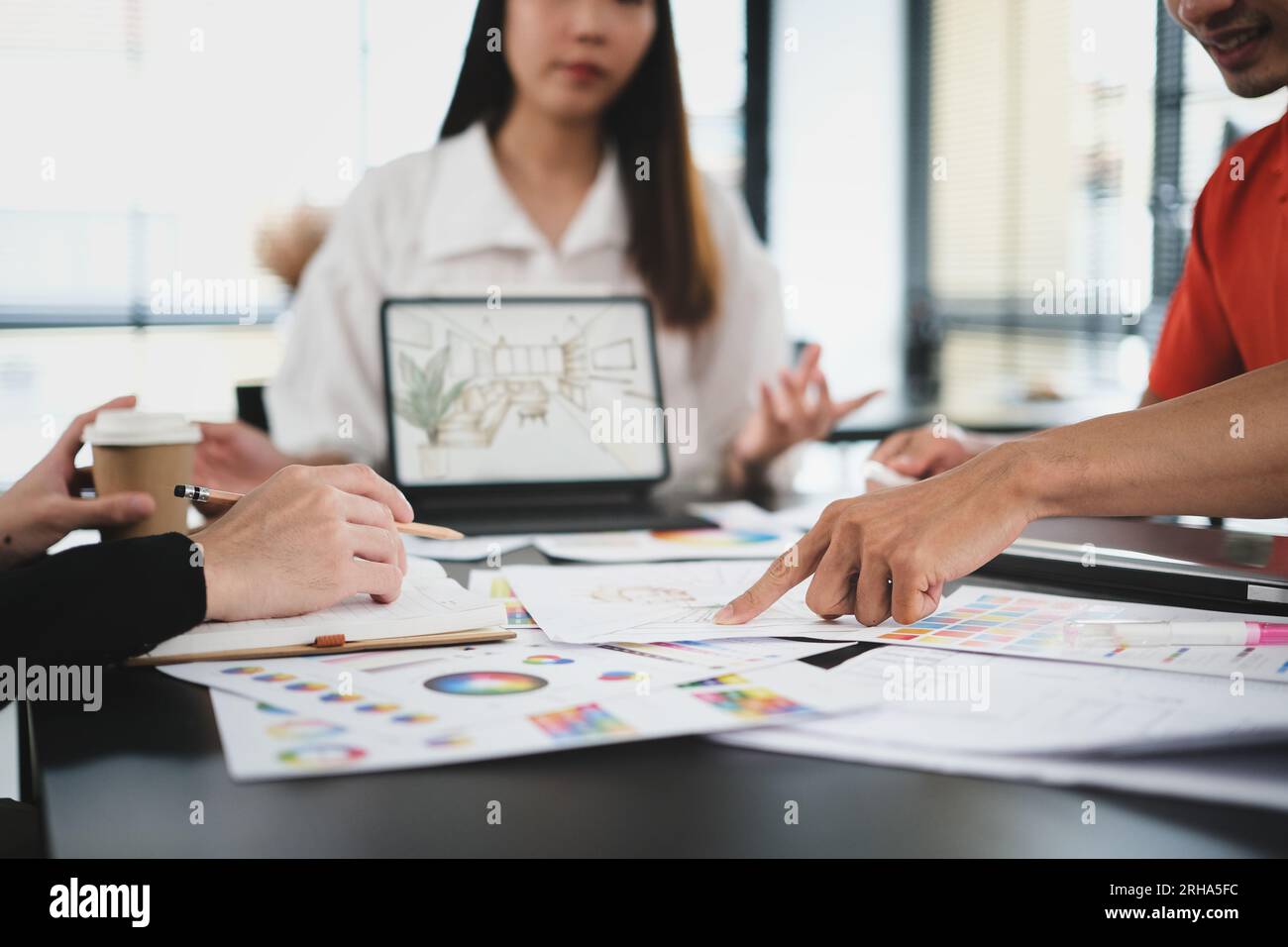 Interior design meeting with project in meeting room Stock Photo - Alamy
