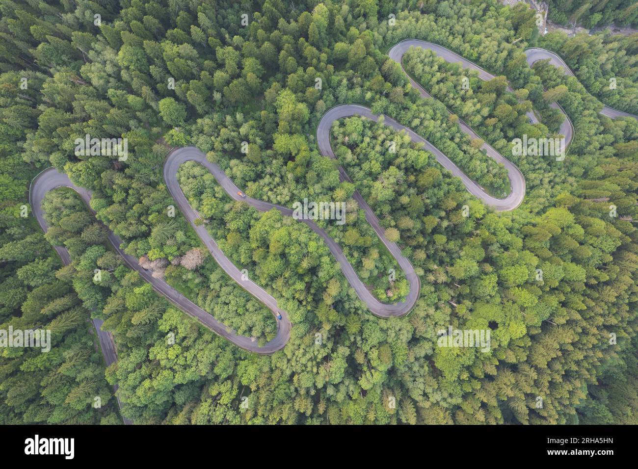 Aerial view above Transbucegi mountain road, in Romania Stock Photo - Alamy