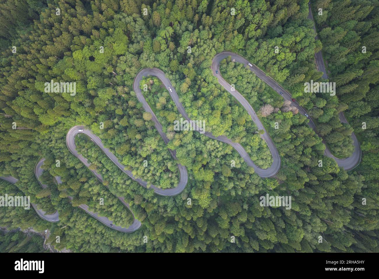 Aerial view above Transbucegi mountain road, in Romania Stock Photo - Alamy