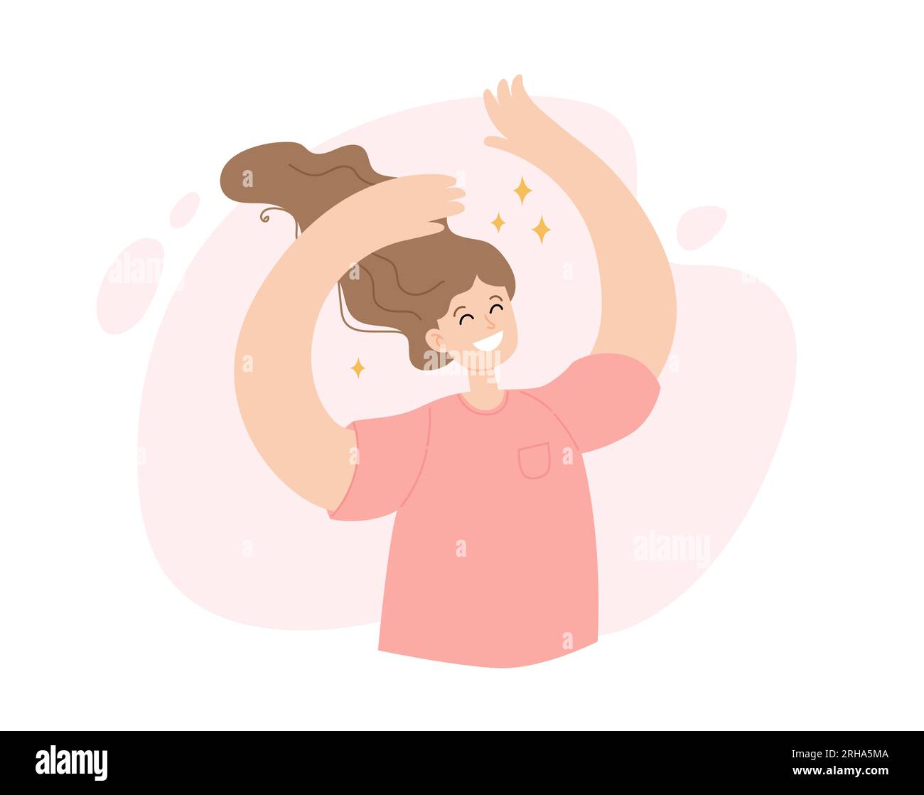 Woman celebrating win or goal achievement. Happy female character with ...