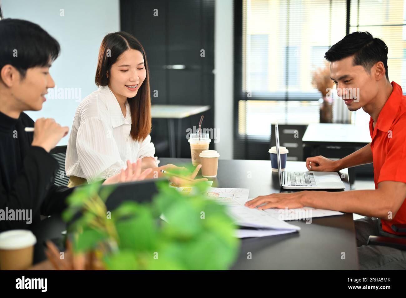 Interior design meeting with project in meeting room Stock Photo - Alamy