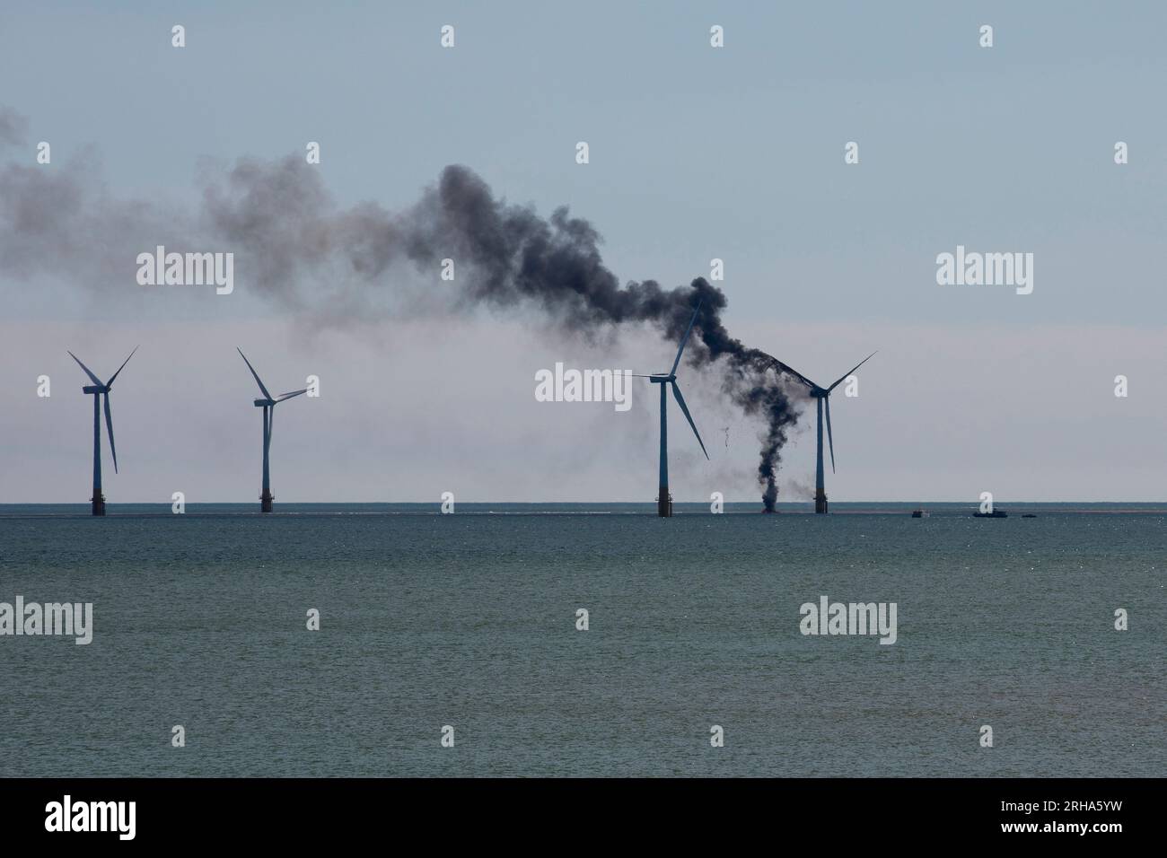 15th August 2023. Great Yarmouth, UK. Wind Turbine on fire at the ...