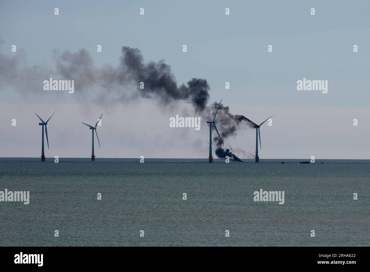 15th August 2023. Great Yarmouth, UK. Wind Turbine on fire at the ...