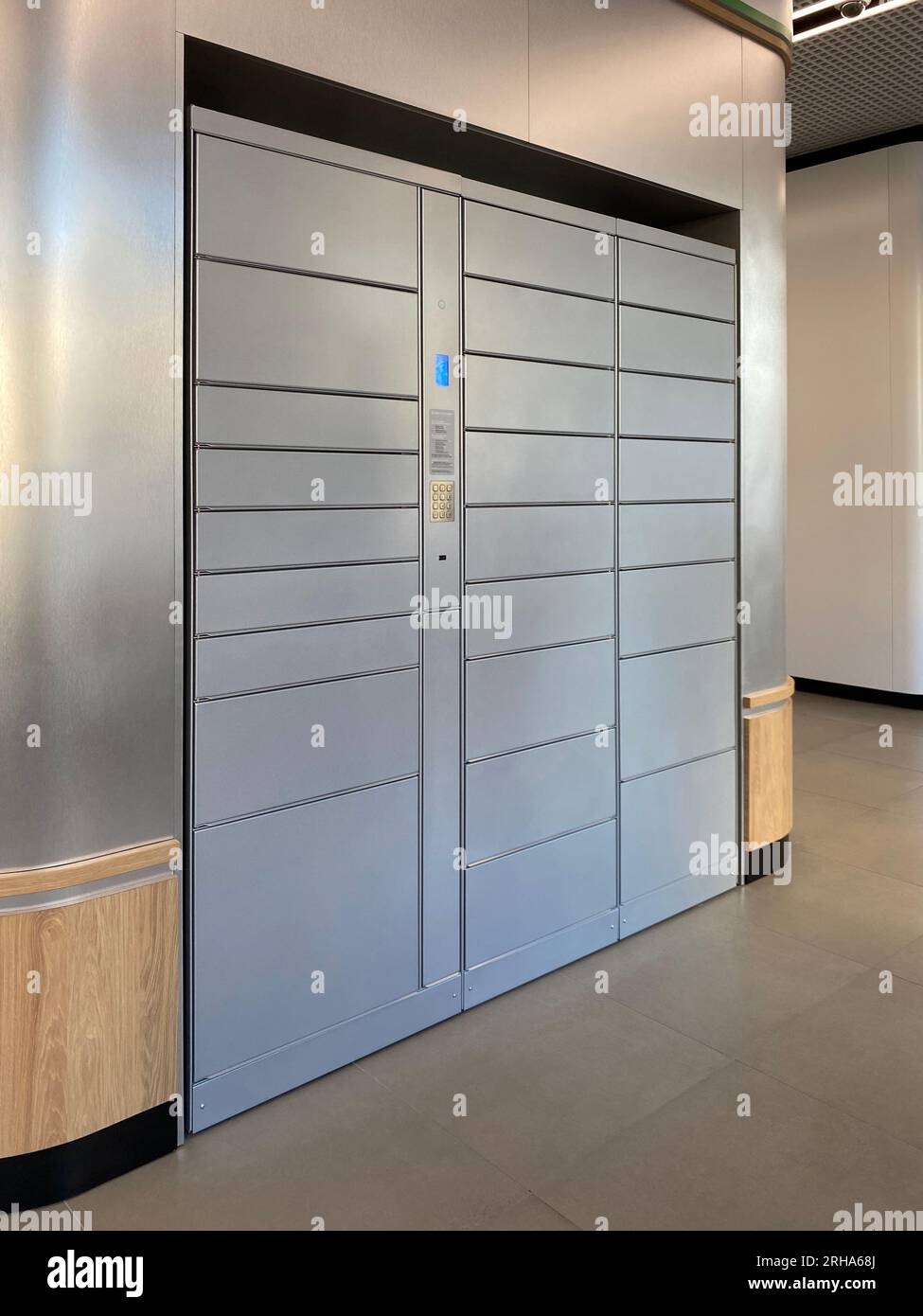 Self-service parcel automat. Automatic terminal that allows to receive ...