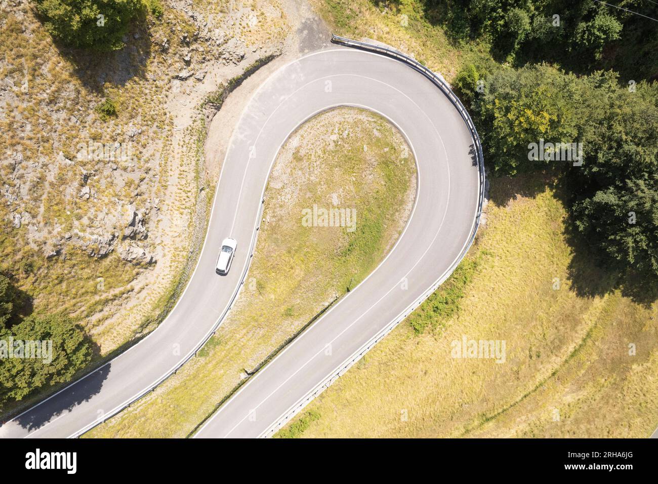 Aerial photographic documentation of the curves of a stretch of road in ...