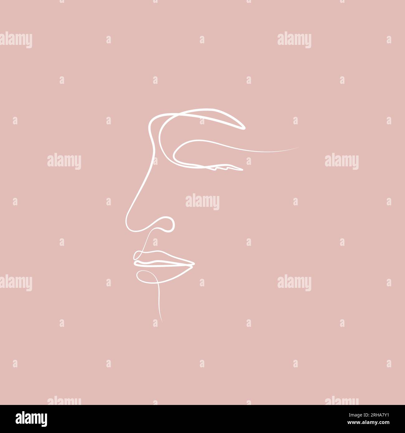 woman face eye closed calligraphy line art decorative. one line ...