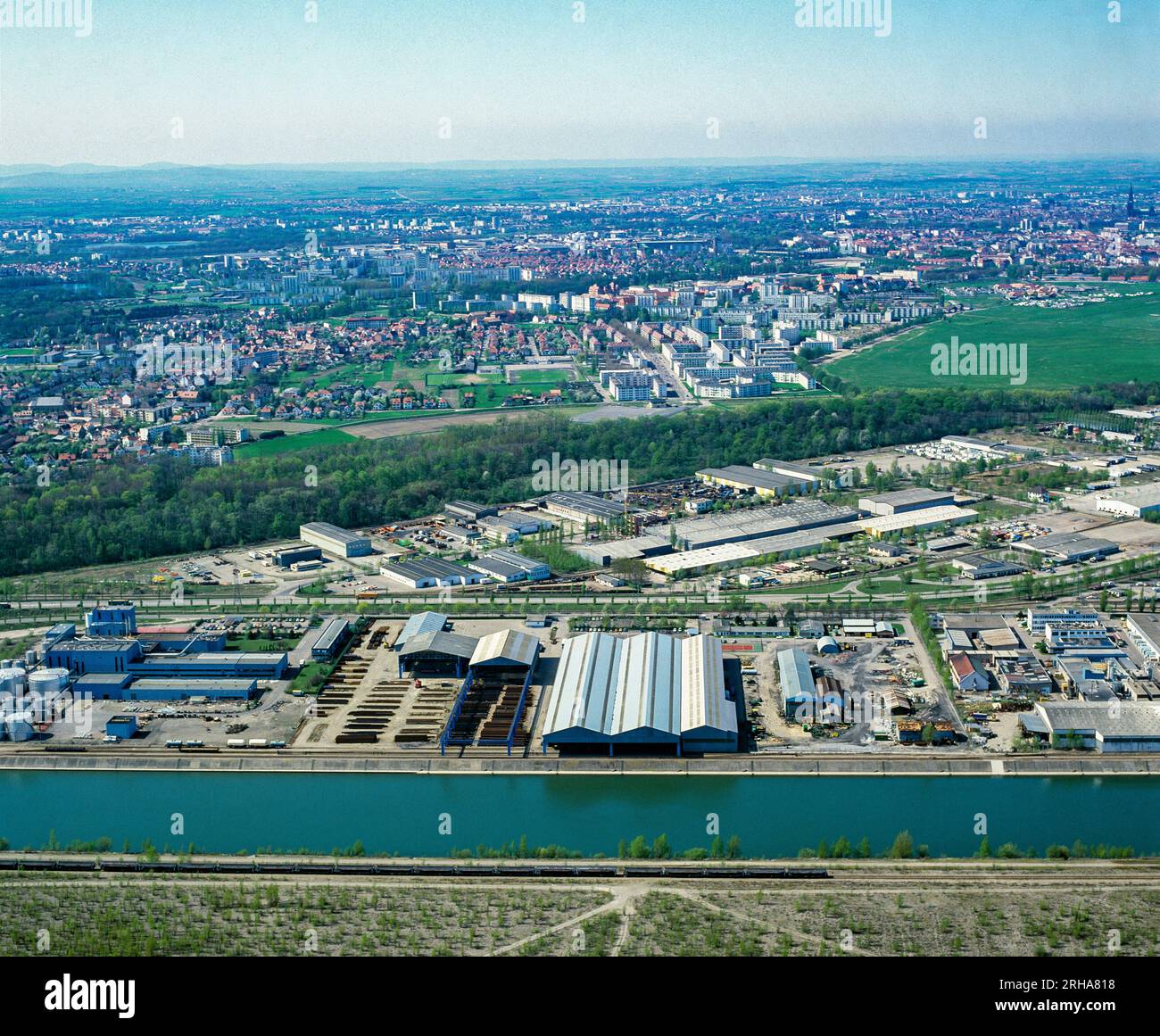 Strasbourg, Port-du-Rhin Rhine harbour inner basin, industrial park ...