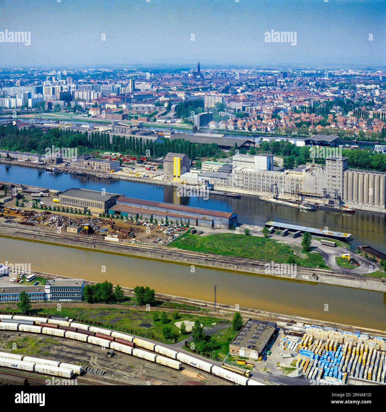 Strasbourg, Port-du-Rhin Rhine harbour inner basin, industrial park ...