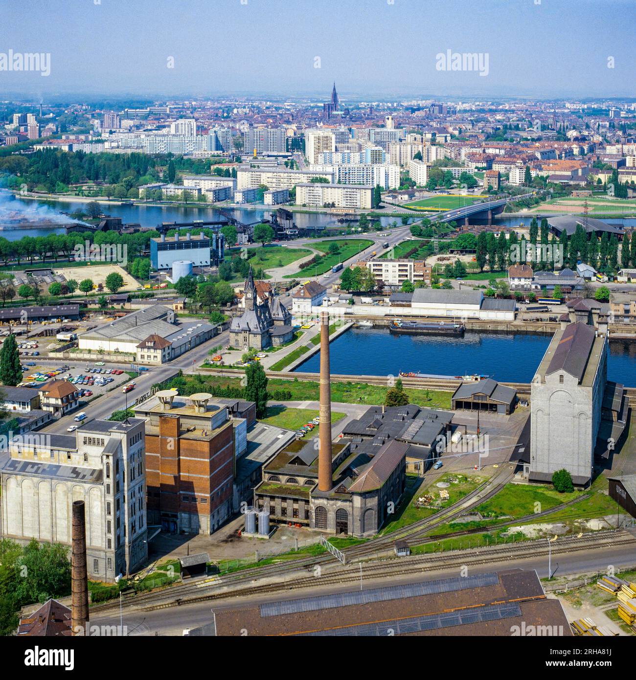 Strasbourg, Port-du-Rhin Rhine harbour inner basin, industrial park ...
